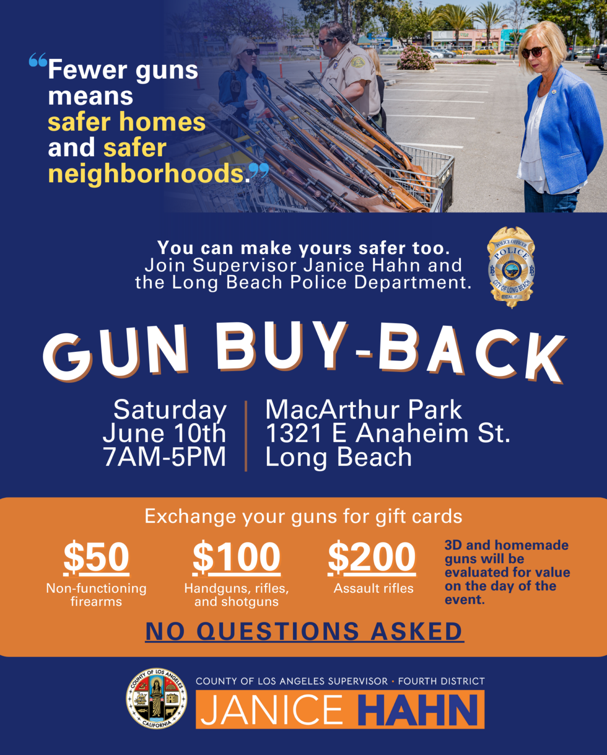 LBPD gun buyback June – Supervisor Janice Hahn