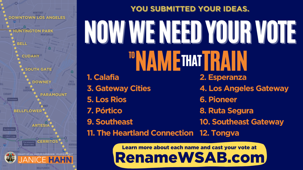 Voting Begins on New Rail Line Name – Supervisor Janice Hahn